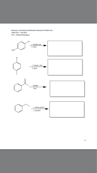 Solved Benzene, Aromaticity and Benzene Reactions Problem | Chegg.com