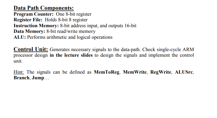 Solved A Simple 8-Bit Processor The objective of this | Chegg.com
