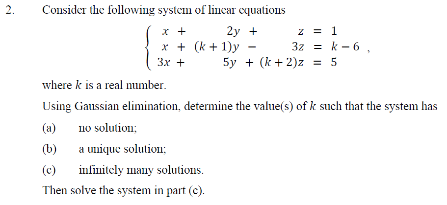 Solved Consider the following system of linear equations | Chegg.com