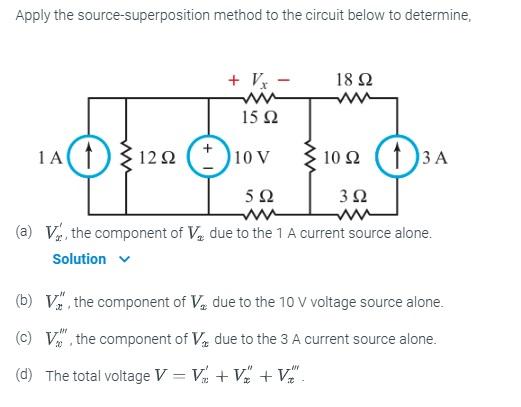 Solved Apply the source-superposition method to the circuit | Chegg.com