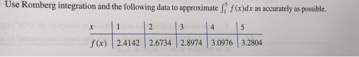 Solved Use Romberg integration and the following data to | Chegg.com