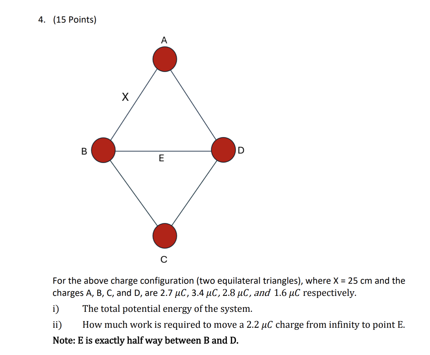 Solved (15 ﻿Points)For the above charge configuration (two | Chegg.com
