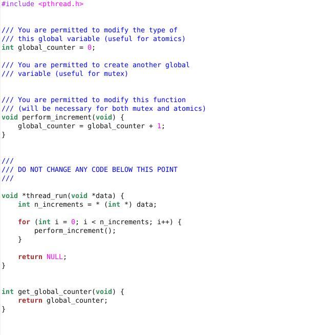 Solved Provided for you is a file fix_race.c that contains a | Chegg.com