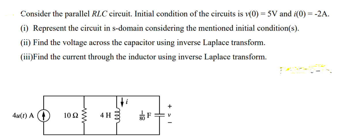 Solved Consider the parallel RLC circuit. Initial condition | Chegg.com