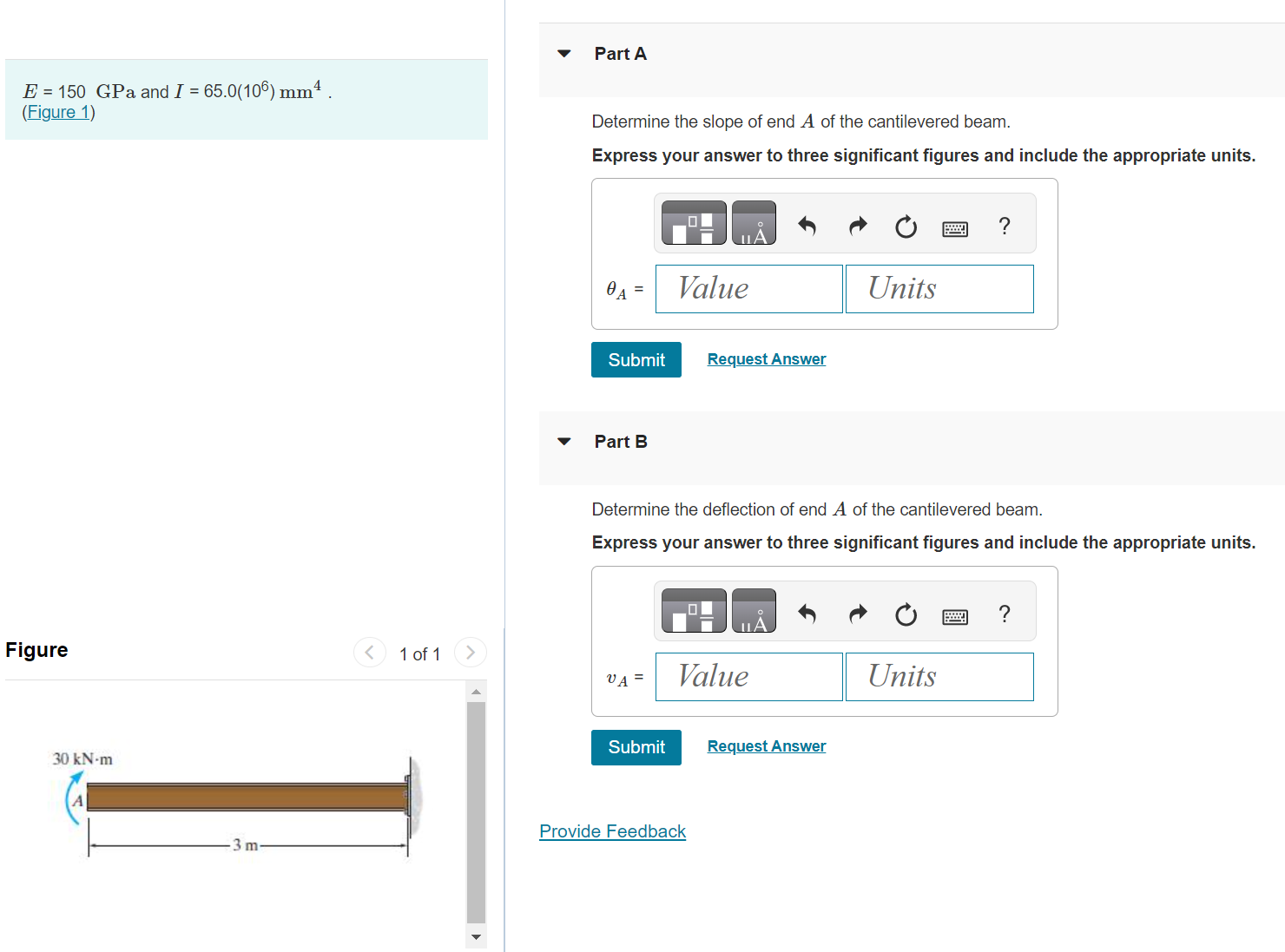 Solved E=150GPa and I=65.0(106)mm4 (Figure 1) Determine the | Chegg.com
