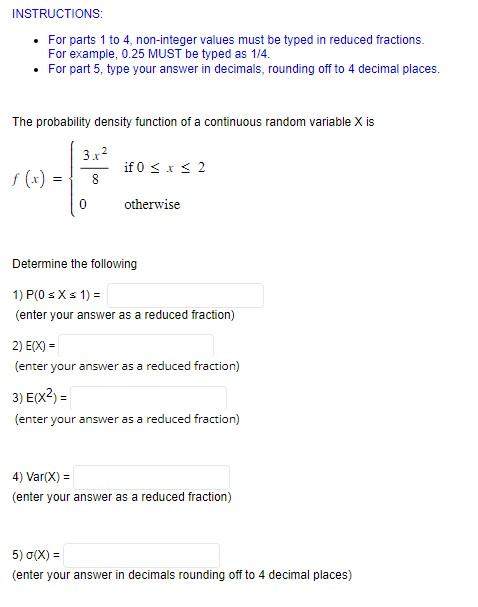 Solved INSTRUCTIONS: - For parts 1 to 4 , non-integer values | Chegg.com