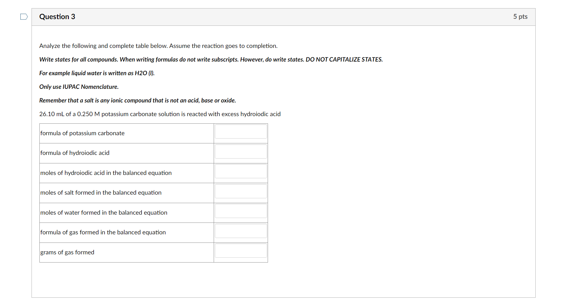Solved Analyze the following and complete table below. | Chegg.com