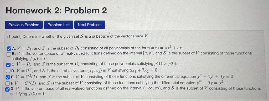 Solved Homework 2 Problem 2 Previous Problem Problem List Chegg