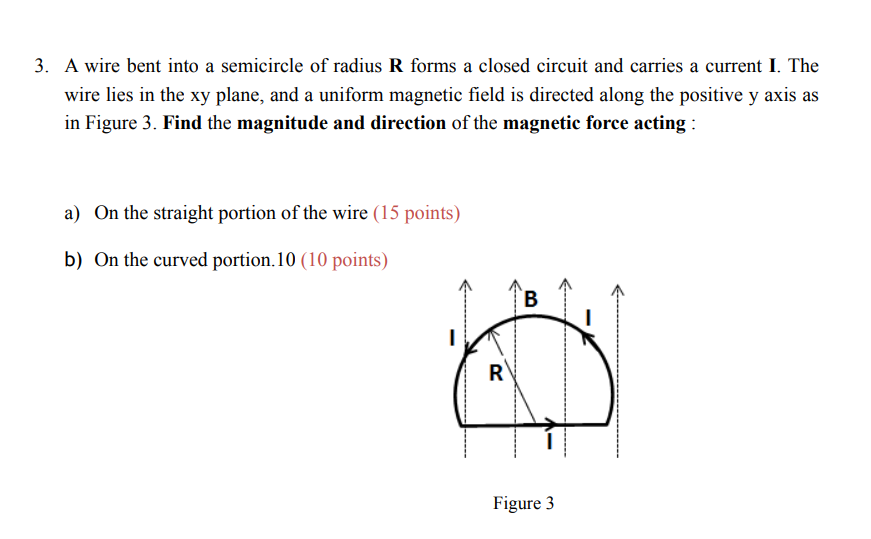Solved A wire bent into a semicircle of radius R forms a | Chegg.com