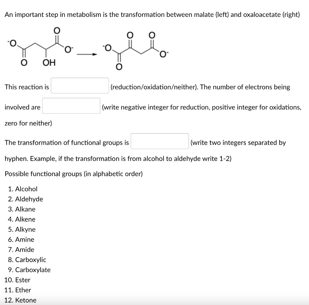 Solved An important step in metabolism is the transformation | Chegg.com