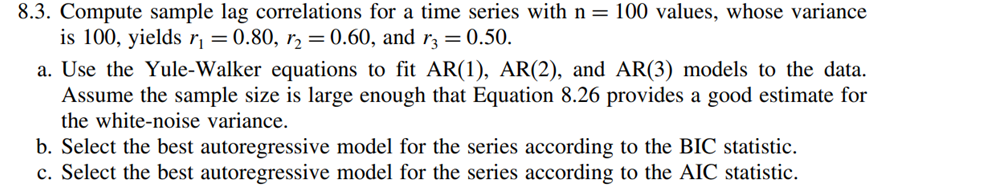 Solved 8.3. ﻿Compute sample lag correlations for a time | Chegg.com