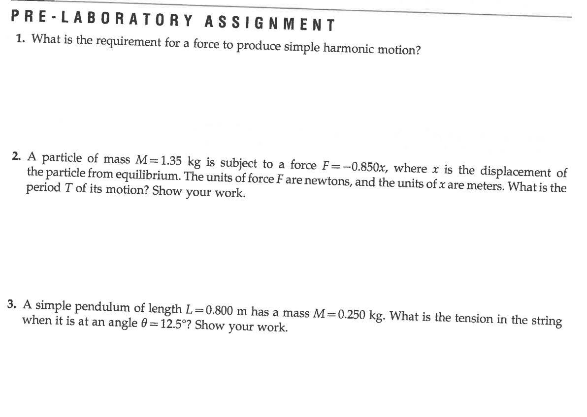 Solved PRE- LABORATORY ASSIGNMENT 1. What is the requirement | Chegg.com