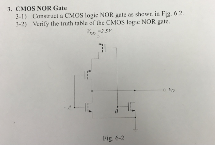 Solved 3. CMOS NOR Gate 3-1) 3-2) Construct a CMOS logic NOR | Chegg.com