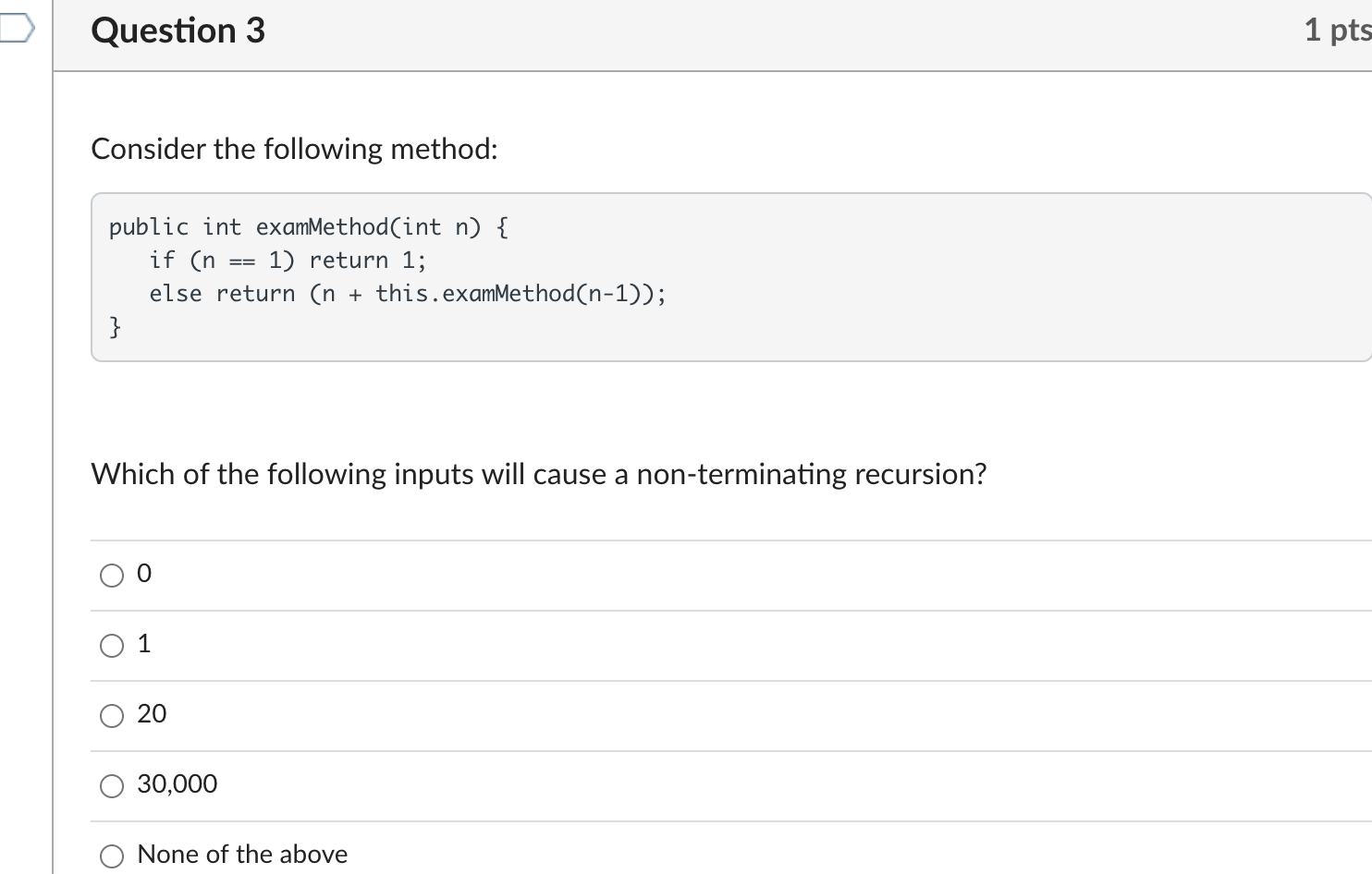Solved Question 1 1 pts Consider the following recursive | Chegg.com
