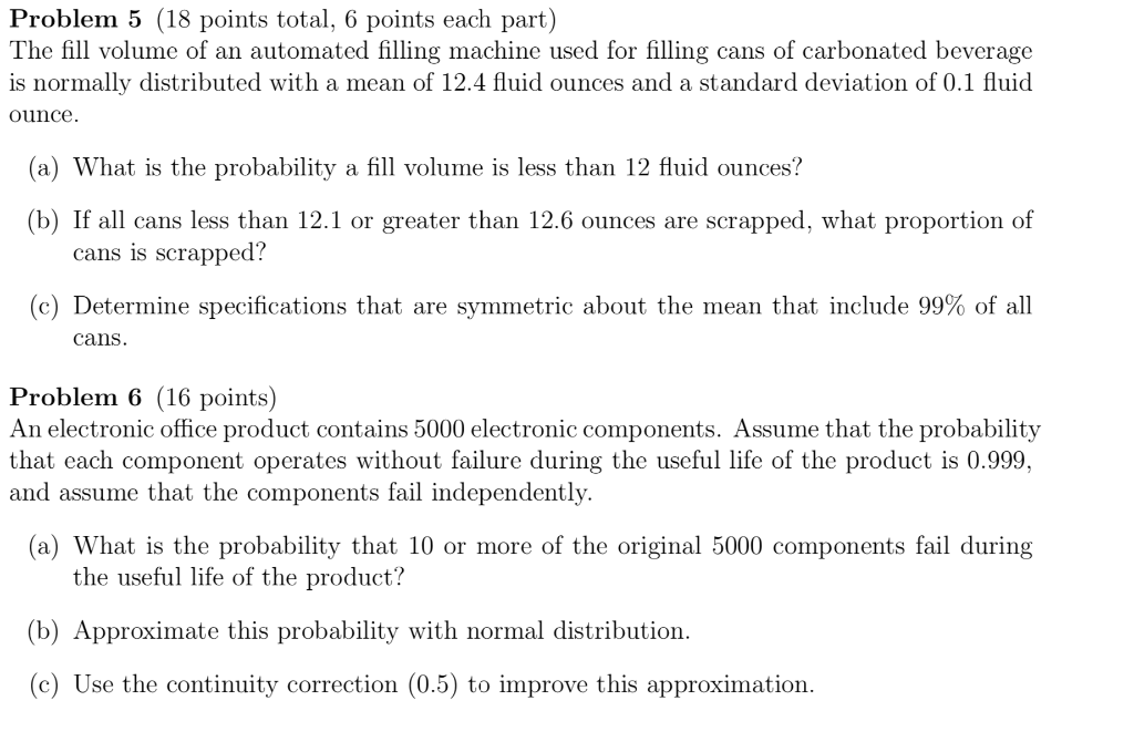 Solved Problem 5 (18 points total, 6 points each part) The | Chegg.com