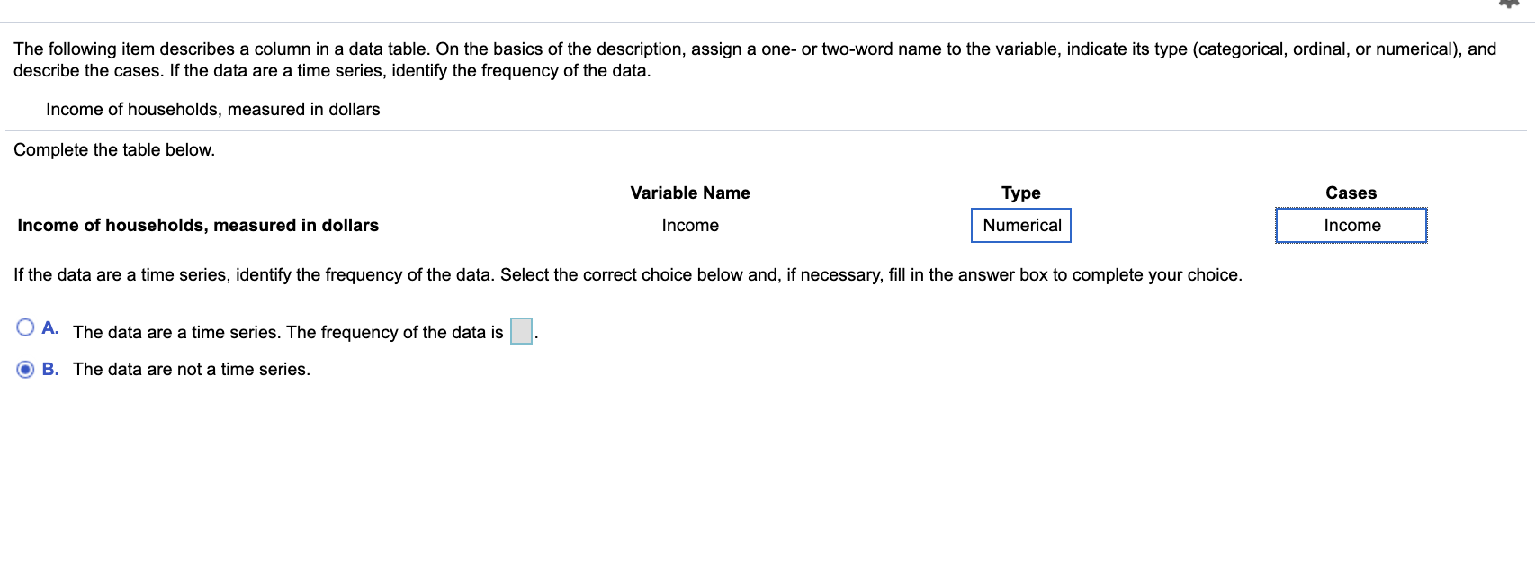Solved The following item describes a column in a data | Chegg.com