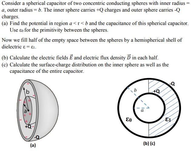 Solved Consider a spherical capacitor of two concentric | Chegg.com