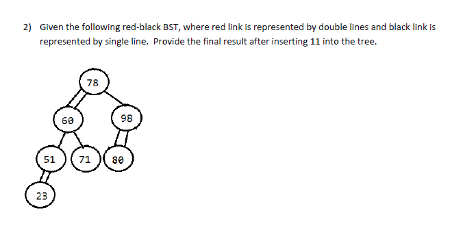 2) Given the following red-black BST, where red link | Chegg.com
