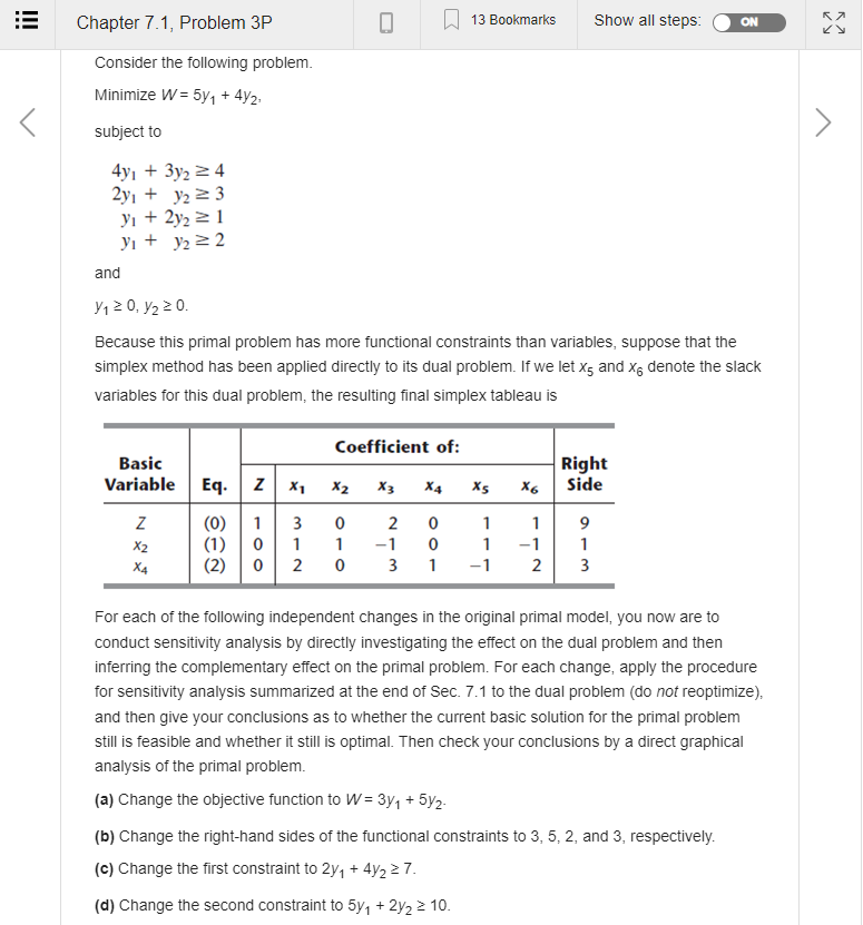 Solved ! 0 13 Bookmarks Show all steps: ON Chapter 7.1, | Chegg.com