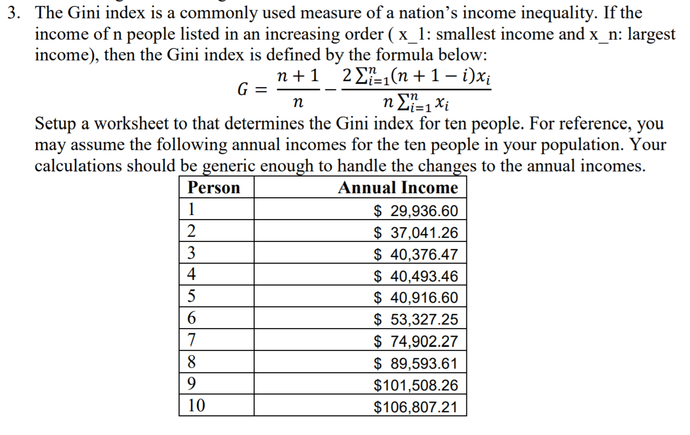 Solved n 3. The Gini index is a commonly used measure of a | Chegg.com
