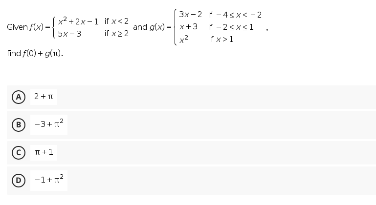 Solved Given f(x)= x2 + 2x-1 if x