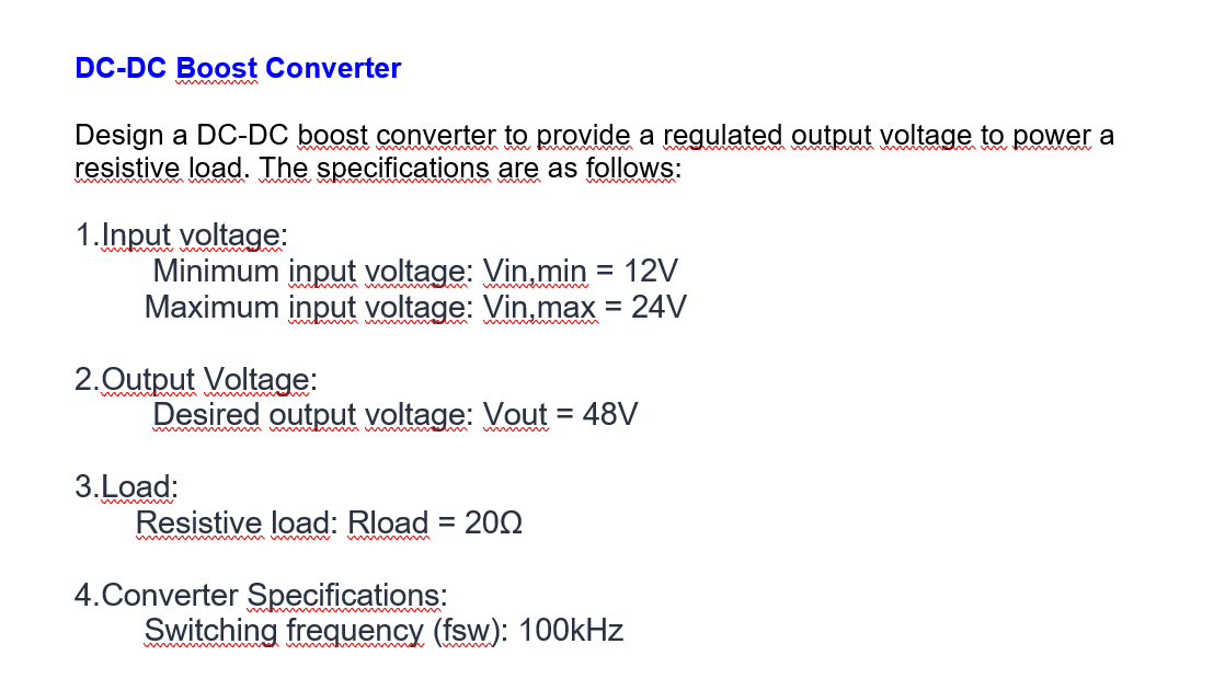 Solved DC-DC Boost ConverterDesign a DC-DC boost converter | Chegg.com