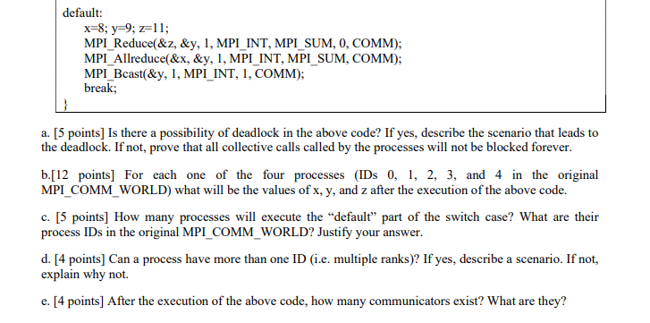 1. Suppose that MPI COMM WORLD consists of the four | Chegg.com