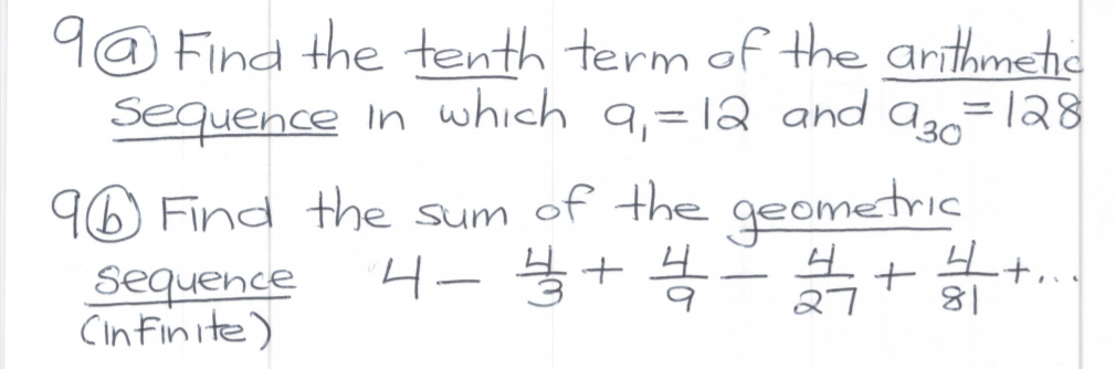 Solved 9@ Find the tenth term of the arithmetic Sequence in | Chegg.com