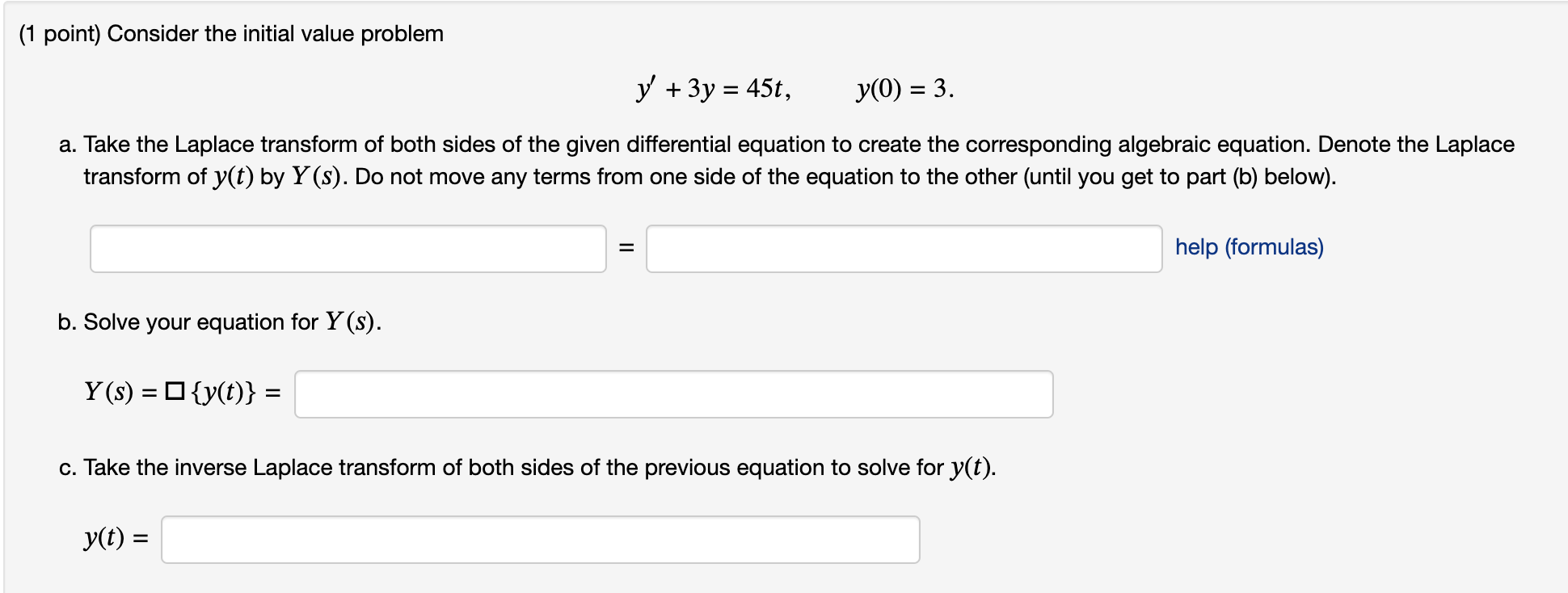 Solved (1 point) Consider the initial value problem | Chegg.com