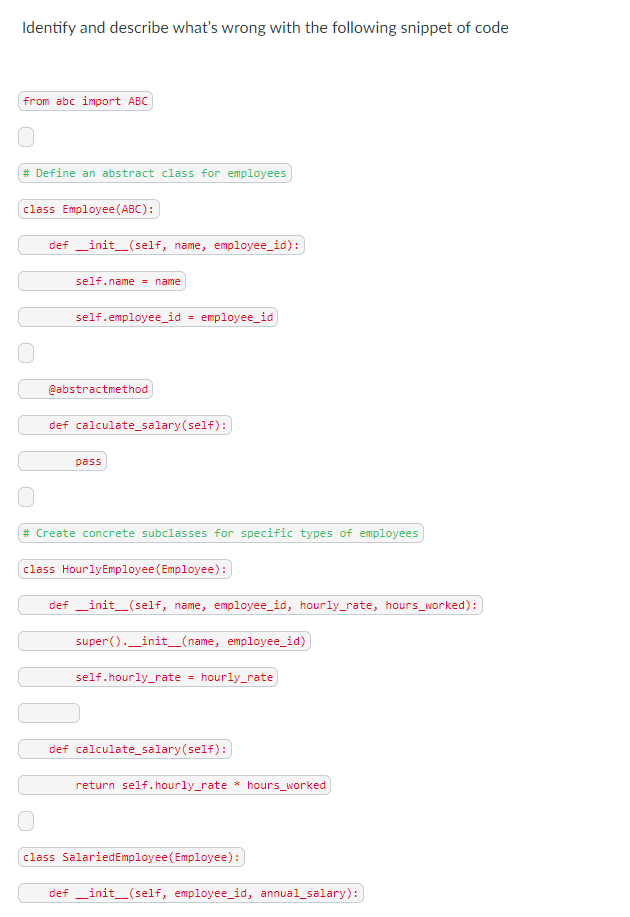 Solved Identify and describe what's wrong with the following | Chegg.com
