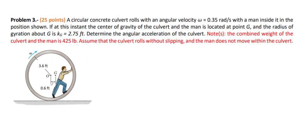 Solved Problem 3.- (25 points) A circular concrete culvert | Chegg.com
