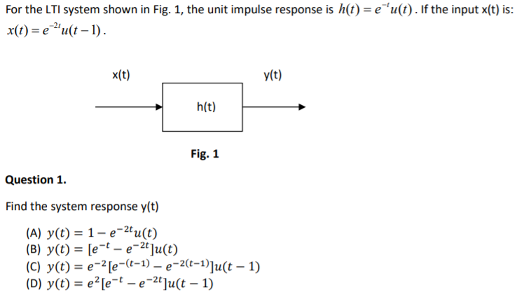 Solved For the LTI system shown in Fig. 1, the unit impulse | Chegg.com