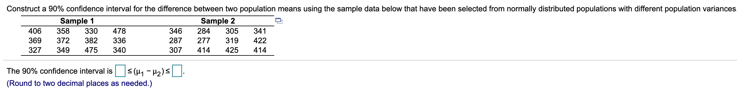 Solved Construct a 90% confidence interval for the | Chegg.com