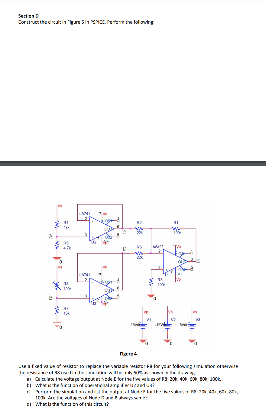 Solved Lab 8 Operational Amplifier Section A Construct the | Chegg.com
