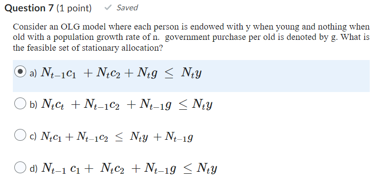 Solved Consider an OLG model where each person is endowed | Chegg.com