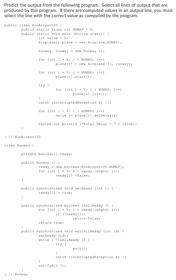 Solved Predict the output from the following program. Select | Chegg.com