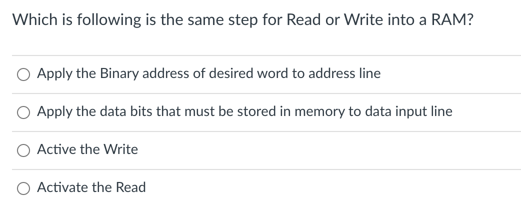 Solved Which is following is the same step for Read or Write | Chegg.com