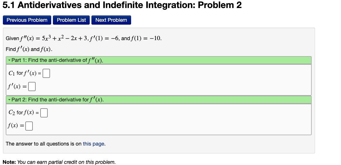 Solved 5.1 Antiderivatives and Indefinite Integration: | Chegg.com
