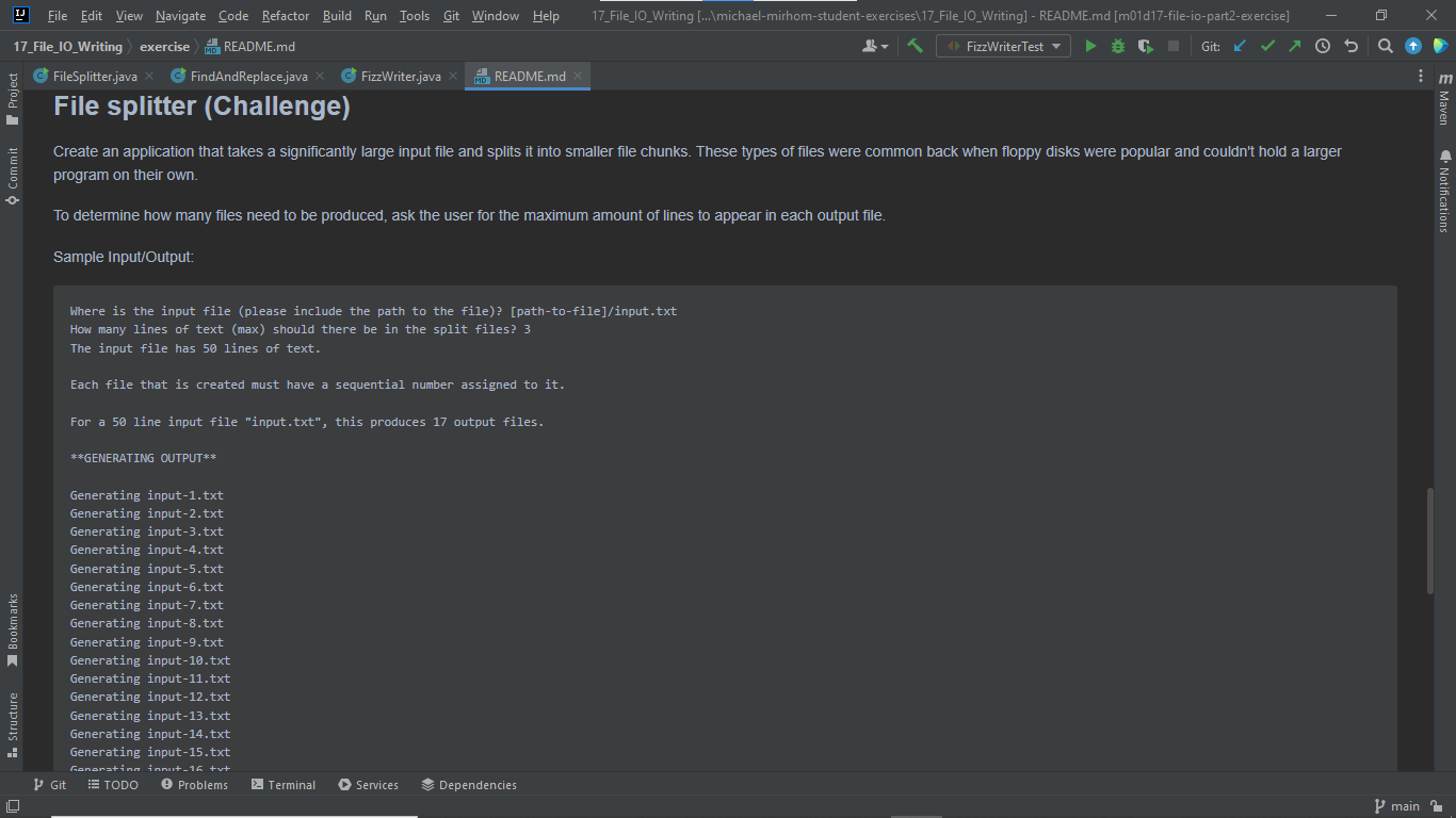 Solved 17_File_IO_Writing exercise M101 README.md C) | Chegg.com