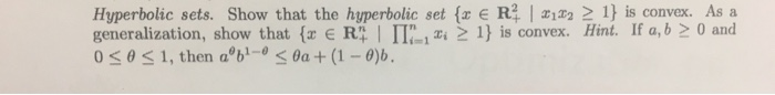 Solved Hyperbolic sets. Show that the hyperbolic set (r ER | Chegg.com