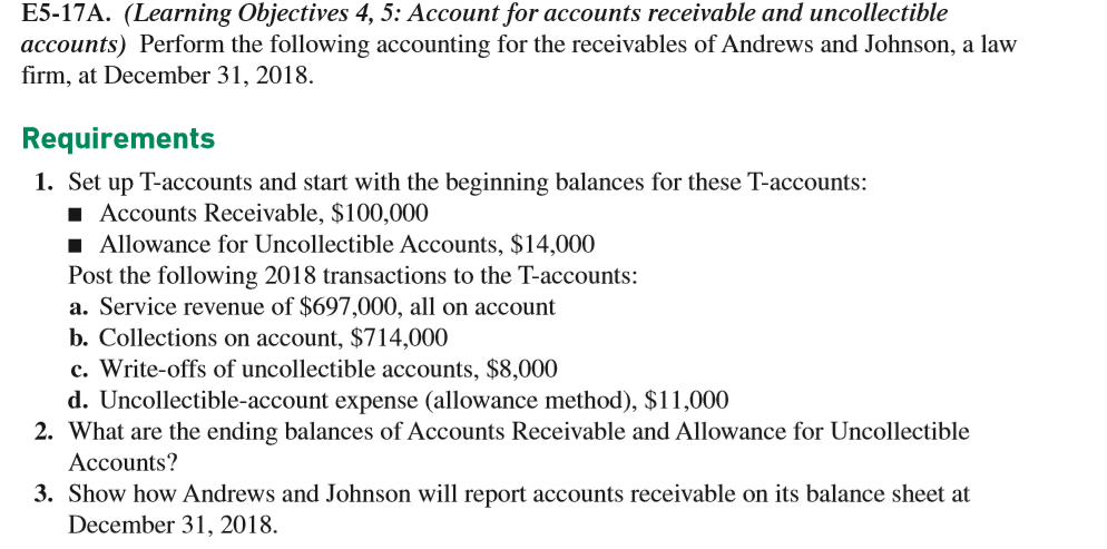 Solved E5-17A. (Learning Objectives 4, 5: Account for | Chegg.com