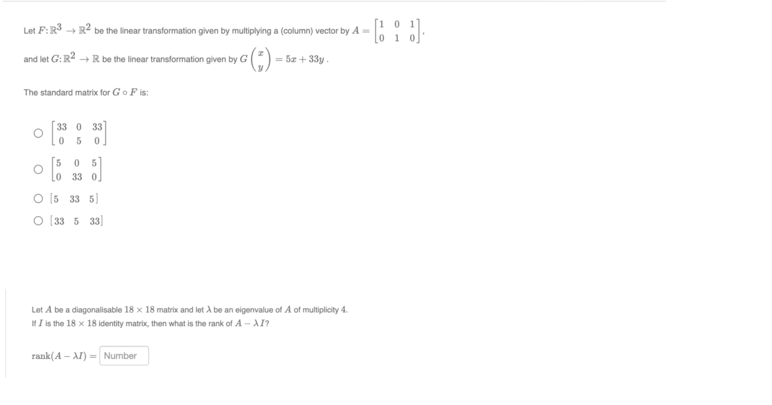 Solved Let F:R3 + R2 be the linear transformation given by | Chegg.com