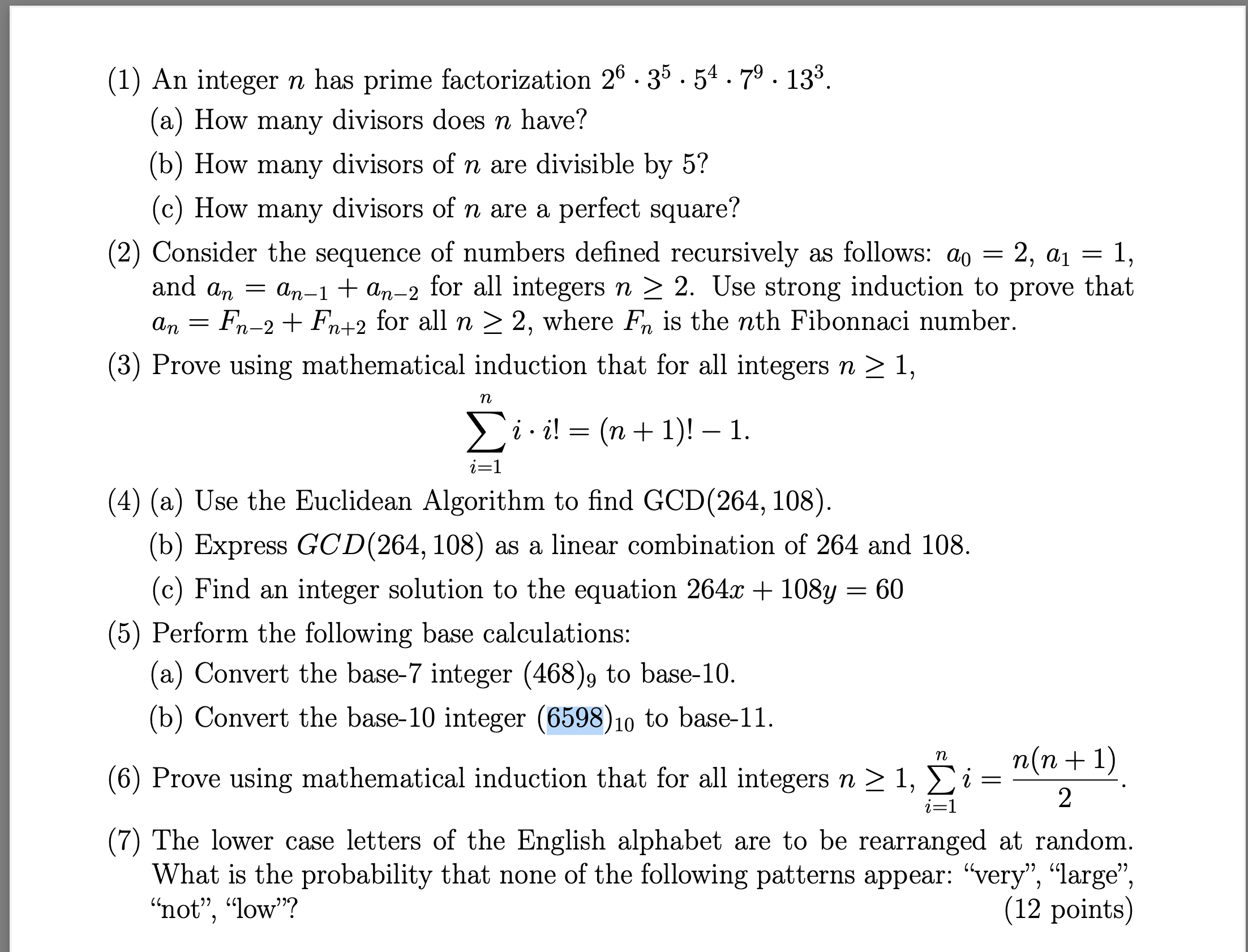Solved (1) An integer n has prime factorization | Chegg.com