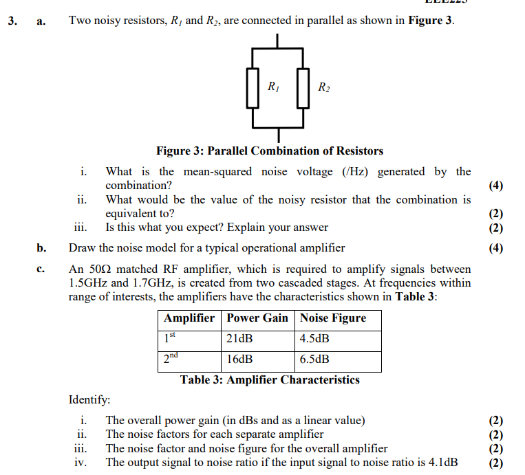 Solved 3. a. Two noisy resistors, R, and R2, are connected | Chegg.com