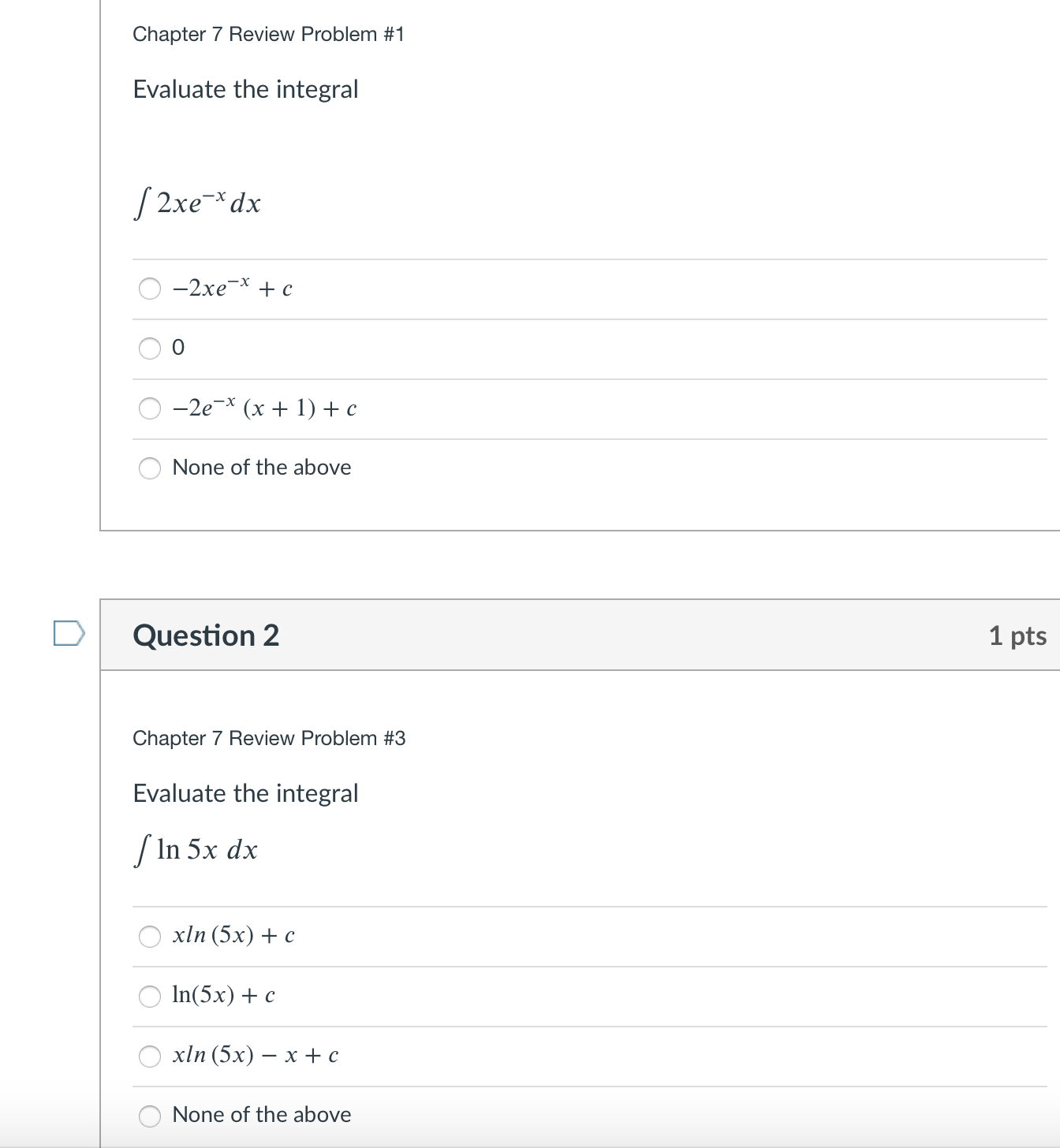 Solved Chapter 7 Review Problem #1 Evaluate the integral | | Chegg.com