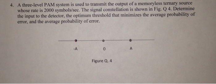 Solved A three-level PAM system is used to transmit the | Chegg.com