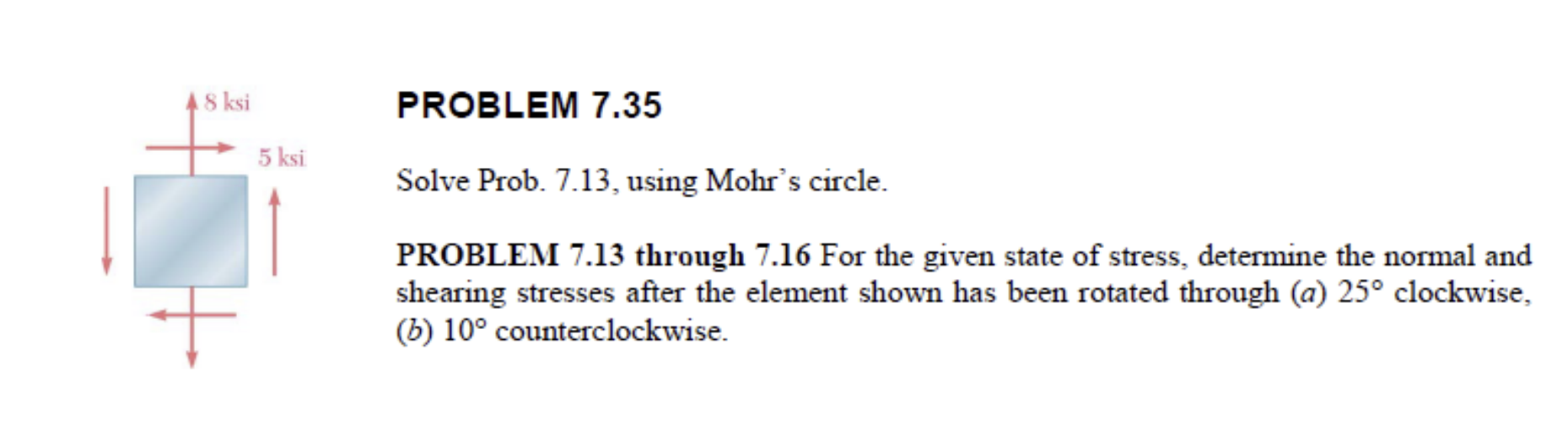Solved PROBLEM 7.35Solve Prob. 7.13, ﻿using Mohr's | Chegg.com