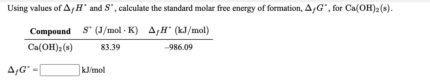 Solved Using values of AfHº and Sº, calculate the standard | Chegg.com