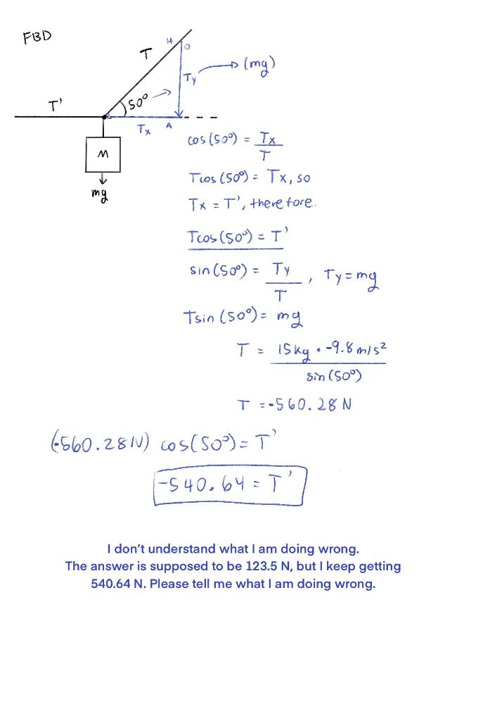 Solved Mass on Two Strings | 0 M A block of mass M = 15 kg | Chegg.com
