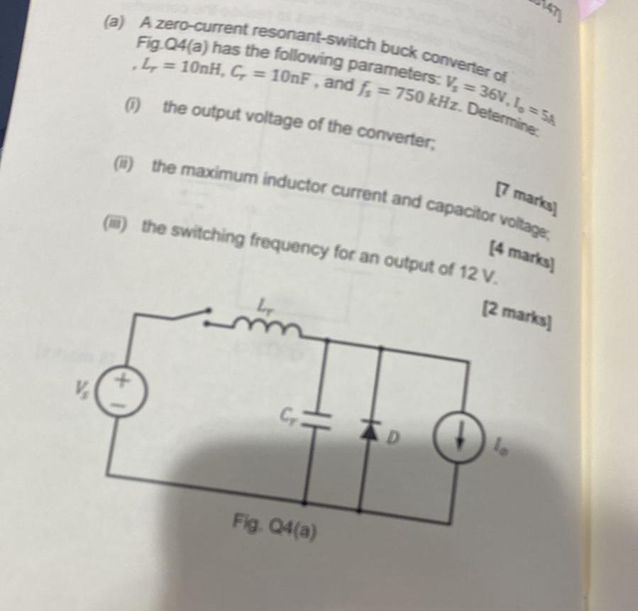 Solved (a) A zero-current resonant-switch buck converter of | Chegg.com